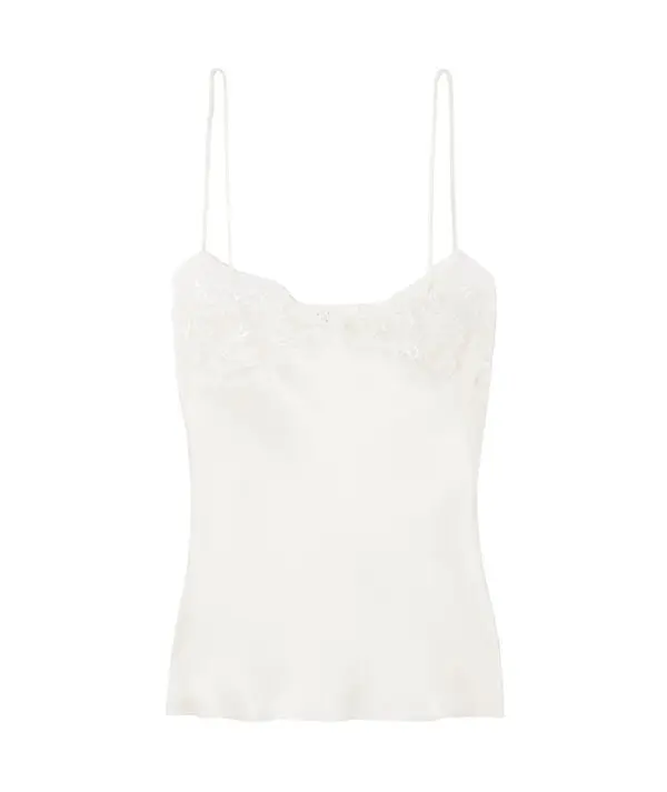 Chloé Lace-trimmed Silk-satin Camisole - Ivory