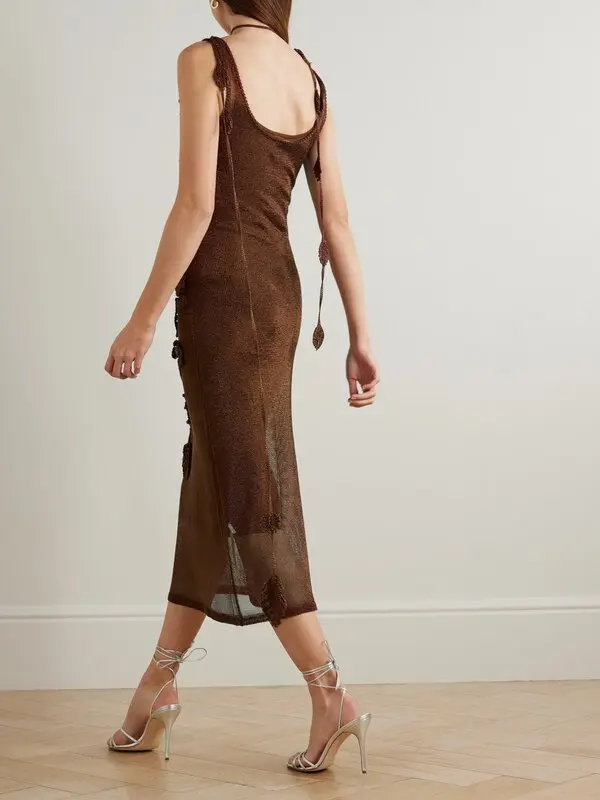 Cult Gaia Pemma AppliquéD Knitted Midi Dress - Brown - 40% Off