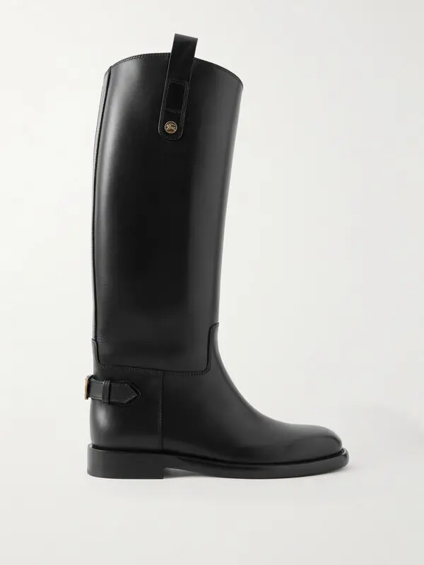 Burberry Buckled Leather Knee Boots
