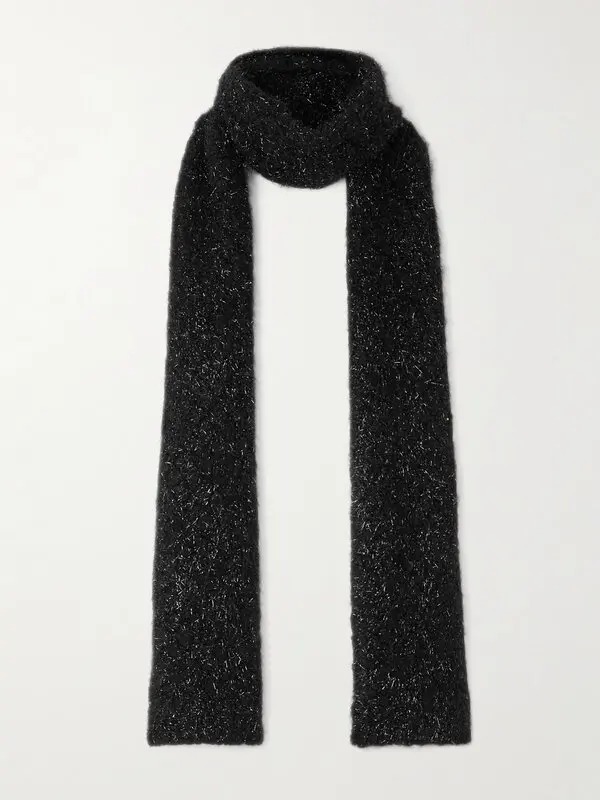 Dries Van Noten Metallic Wool-blend Scarf - Black