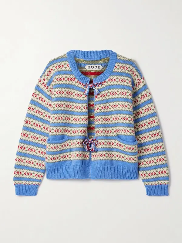 BODE Wedgewood Jacquard-knit Wool Cardigan
