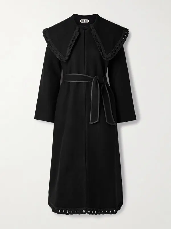 BODE Dover Belted Embroidered Wool Coat