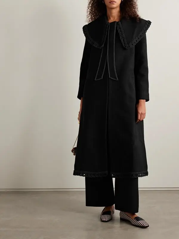 BODE Dover Belted Embroidered Wool Coat