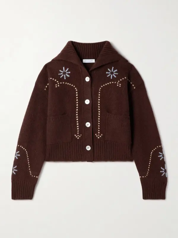 Calle Del Mar Intarsia-knit Cashmere Cardigan