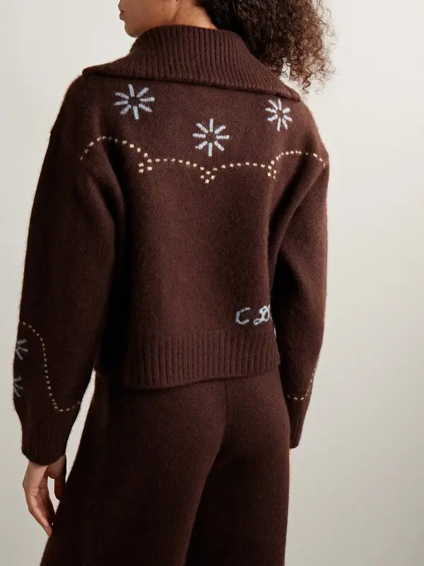Calle Del Mar Intarsia-knit Cashmere Cardigan