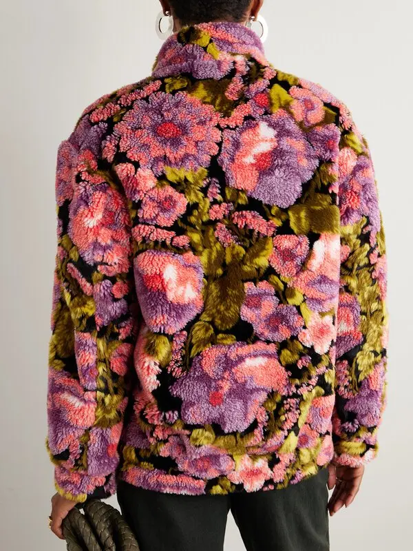 Dries Van Noten Floral-Print Fleece Jacket - Pink | Editorialist