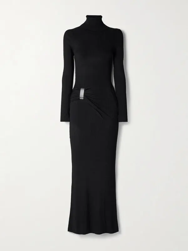 Brandon Maxwell The Lainey Embellished Ribbed-knit Maxi Dress