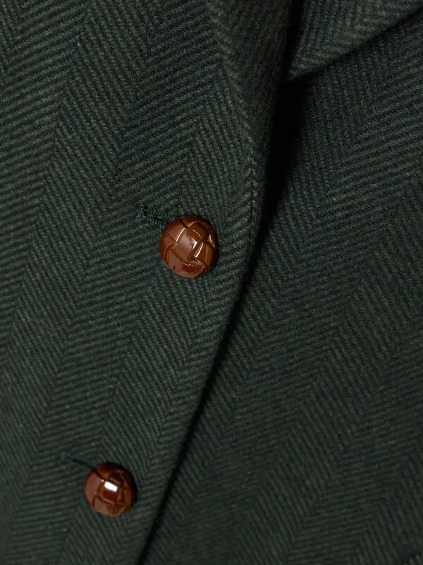 BLAZÉ MILANO Heck Velvet-trimmed Herringbone Wool Coat - Green