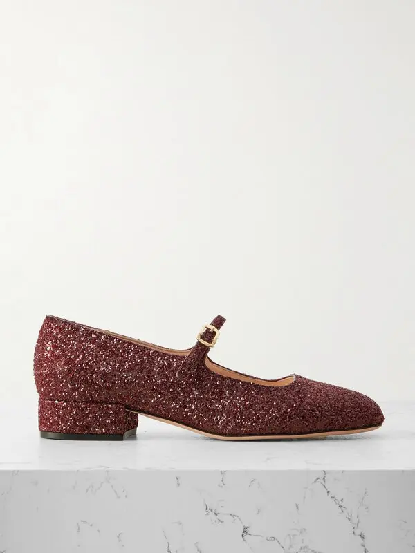 Bally Belkys Glitter Leather Mary Jane Pumps