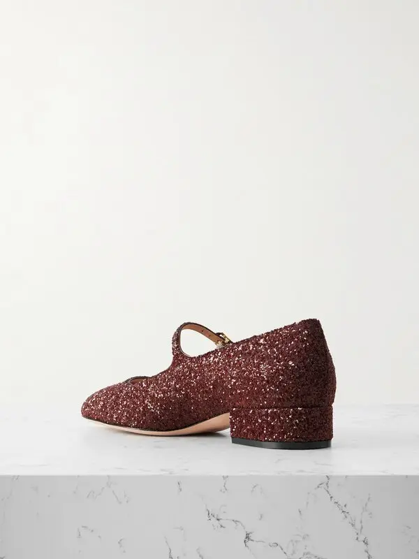 Bally Belkys Glitter Leather Mary Jane Pumps