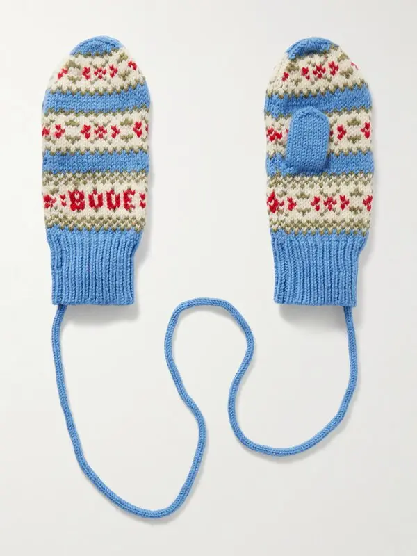 BODE Wedgewood Fair Isle Wool Mittens - Blue