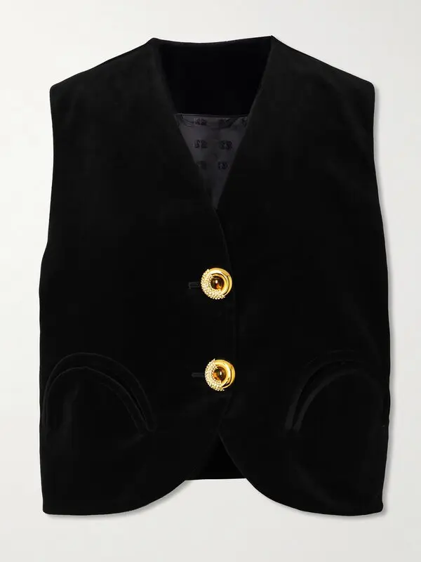 BLAZÉ MILANO Jealousy Gliss Cotton-velvet Vest - Black