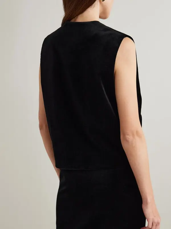 BLAZÉ MILANO Jealousy Gliss Cotton-velvet Vest - Black