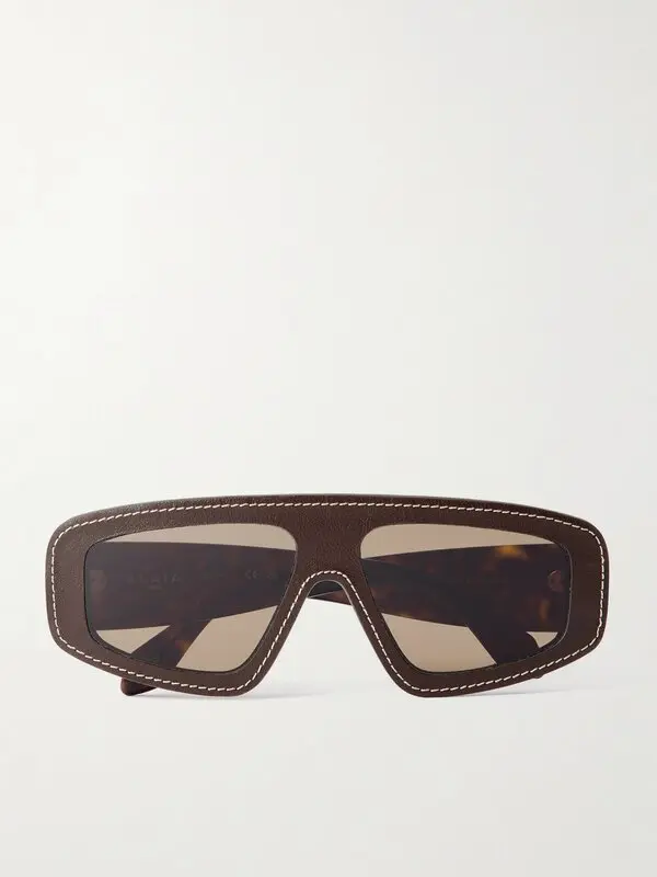 Alaïa Leather And Acetate D-frame Sunglasses - Tortoiseshell