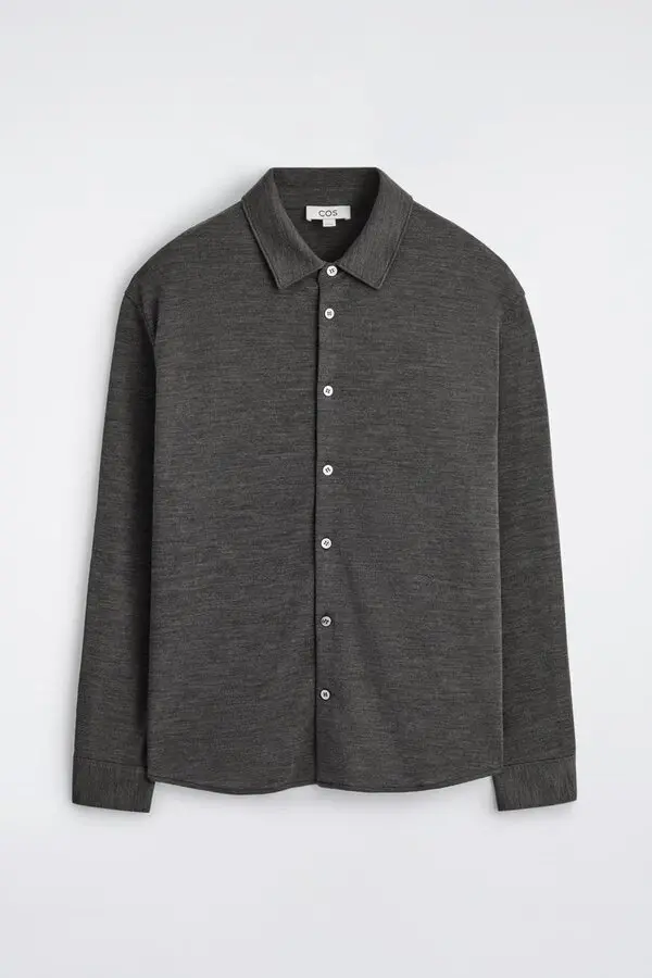 Cos Wool-blend Jersey Shirt - Dark Grey