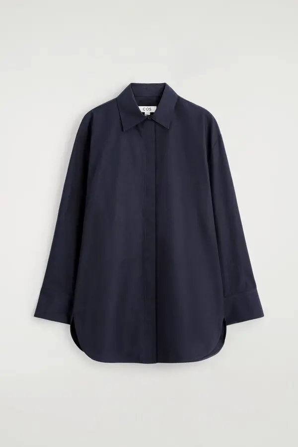 Cos Tailored Cotton Shirt - Navy