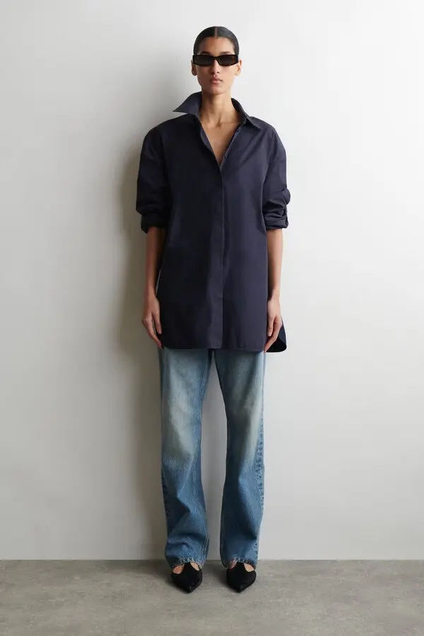 Cos Tailored Cotton Shirt - Navy