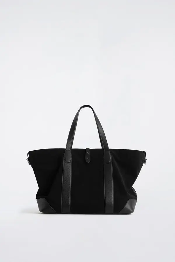 Cos Weekender Suede Tote Bag - Black