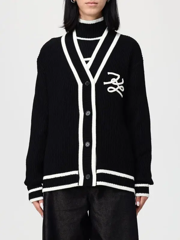 Karl Lagerfeld Contrast Trim Cardigan - Black
