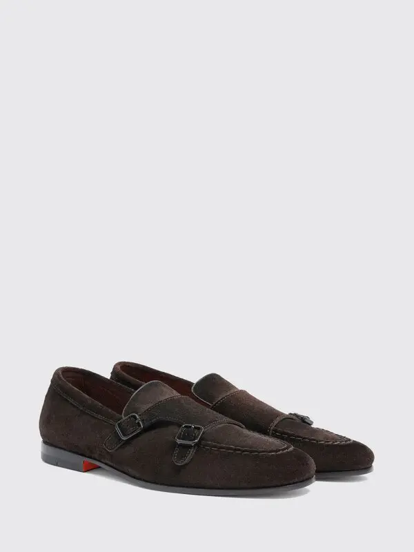 Santoni Double Monk Strap Loafers - Brown