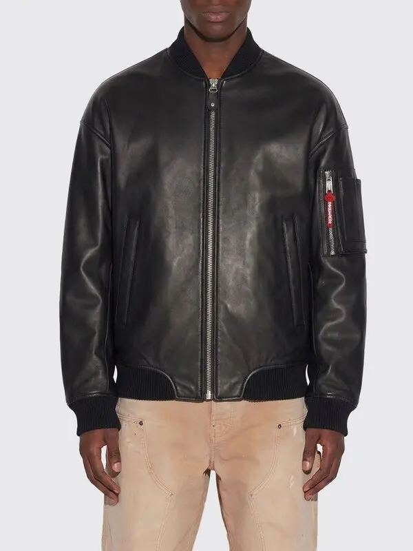 Dsquared2 Leather Bomber Jacket - Black