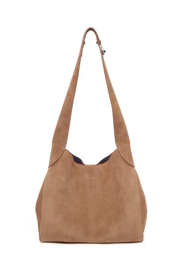 Gabriela Hearst Small Suede Hobo Bag - Dark Sand
