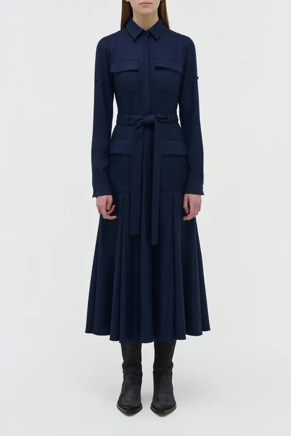 Gabriela Hearst Meyer Pleated Maxi Shirtdress