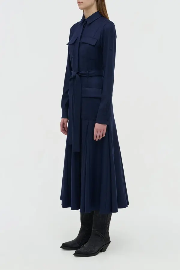 Gabriela Hearst Meyer Pleated Maxi Shirtdress