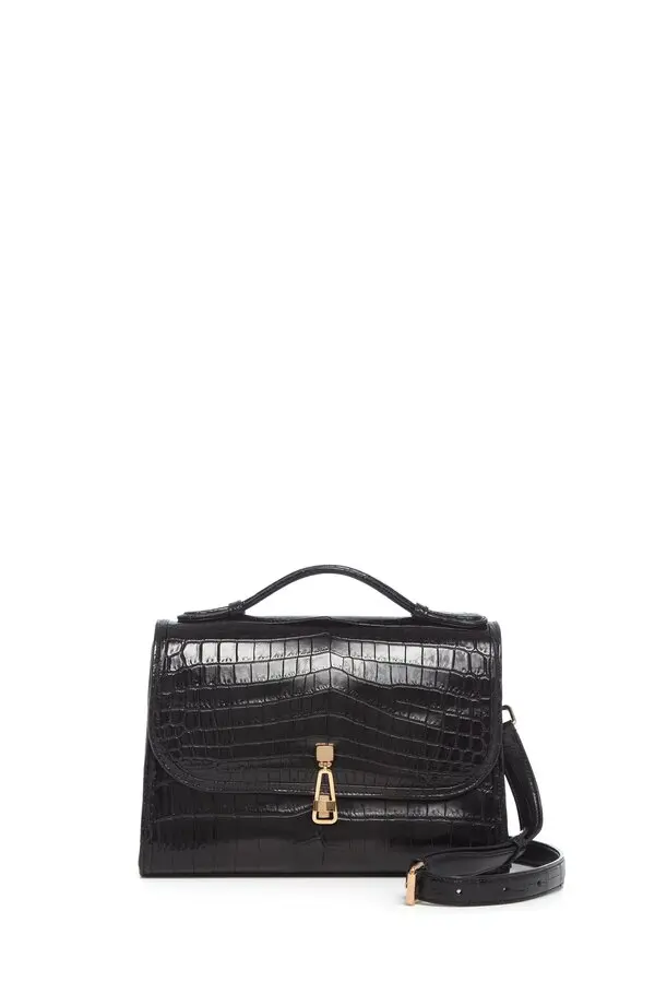 Gabriela Hearst Medium Leonora Crocodile Flap Bag With Sunglasses Pouch