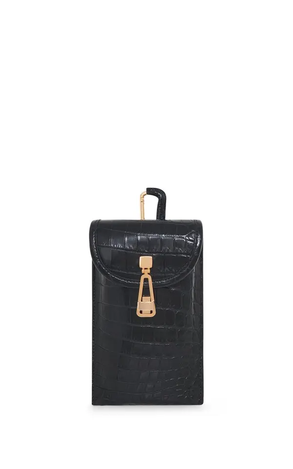 Gabriela Hearst Medium Leonora Crocodile Flap Bag With Sunglasses Pouch