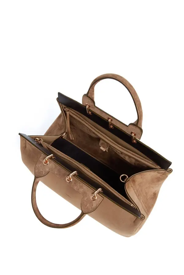 Gabriela Hearst Large Amethyst Suede Tote Bag - Dark Sand