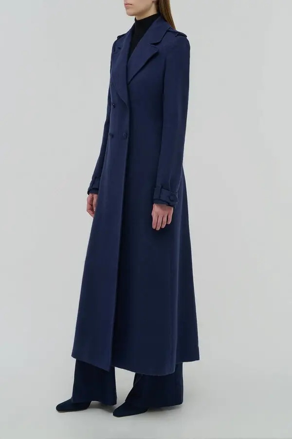 Gabriela Hearst Houstt Winter Silk Trench Coat - Navy