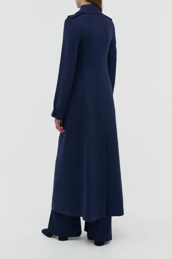 Gabriela Hearst Houstt Winter Silk Trench Coat - Navy