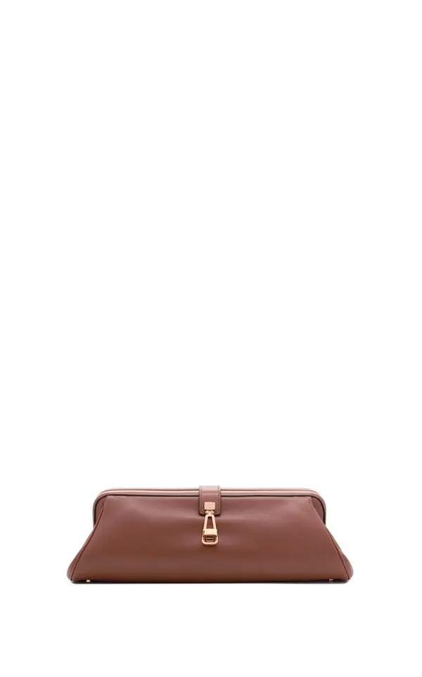 Gabriela Hearst Paola Nappa Leather Baguette Clutch - Cognac