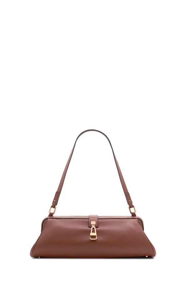 Gabriela Hearst Paola Nappa Leather Baguette Clutch - Cognac