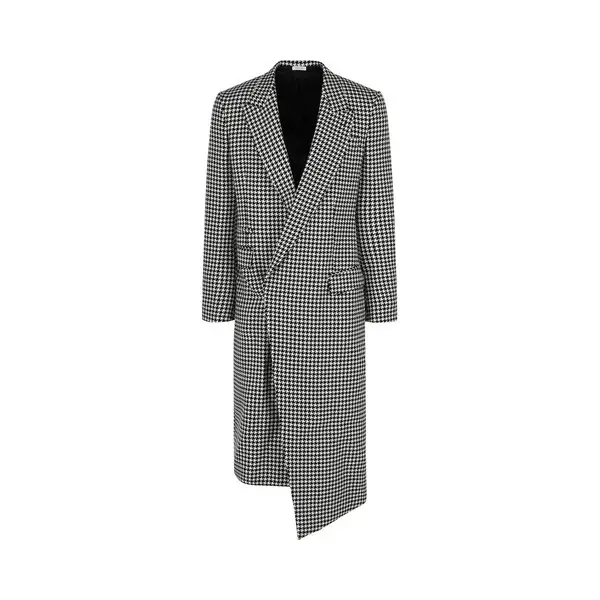 Alexander McQueen Asymmetrical Houndstooth Overcoat