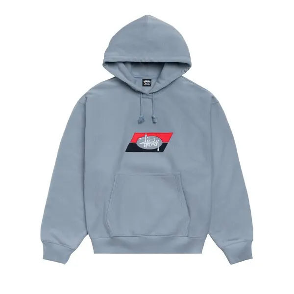 StÜssy Double Stripe Embroidered Hoodie - Blue