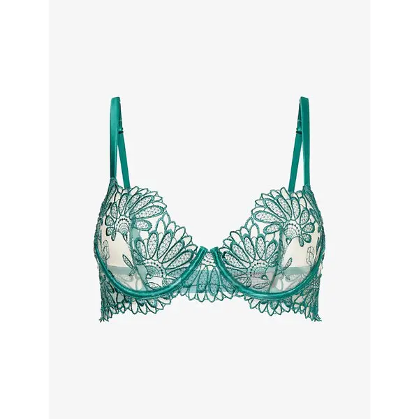 Bluebella Amaris Wired Lace Bra - Aventurine Green/sheer