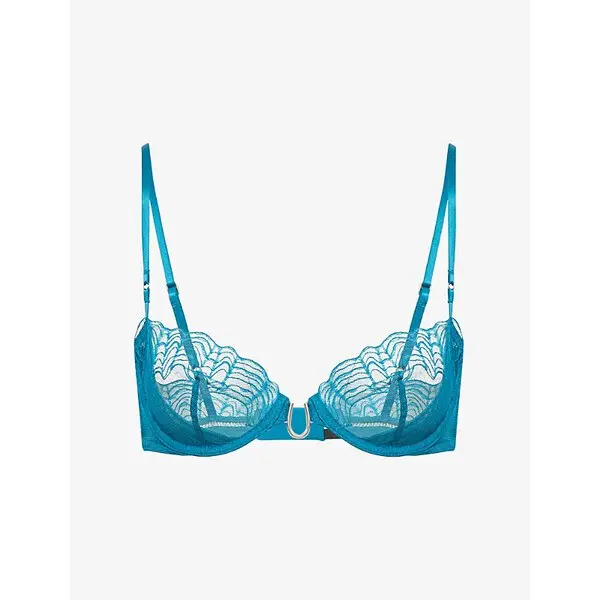Calvin Klein Geo Underwired Lace Bralette - Teal Marine