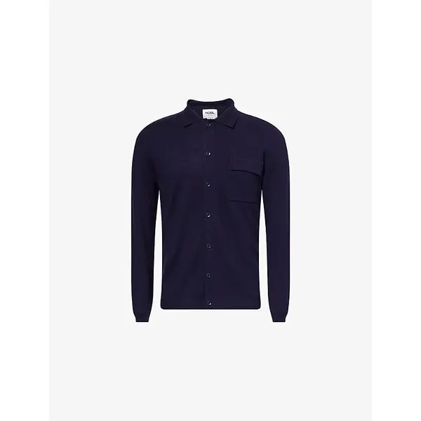 NOBL Koen Long-sleeve Knitted Shirt - Navy