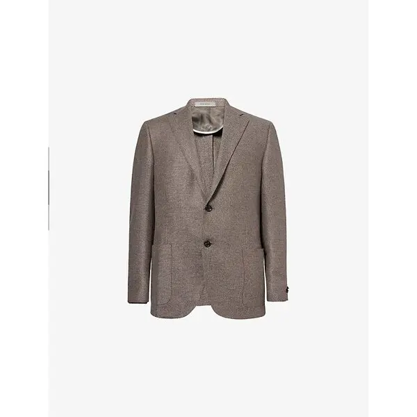 Corneliani Herringbone Single-breasted Wool And Cashmere Blazer