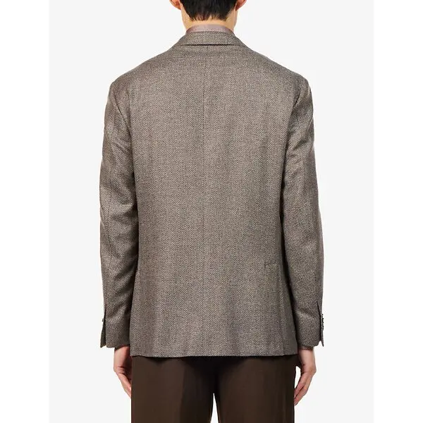 Corneliani Herringbone Single-breasted Wool And Cashmere Blazer