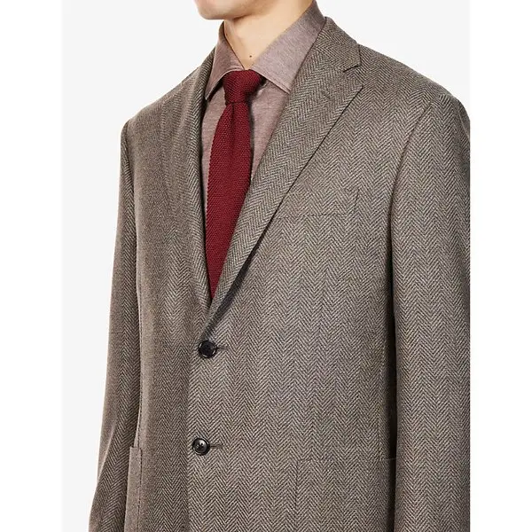 Corneliani Herringbone Single-breasted Wool And Cashmere Blazer