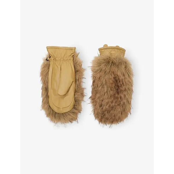Goldbergh Hill Faux-fur Leather Mittens - 7484 Caramello