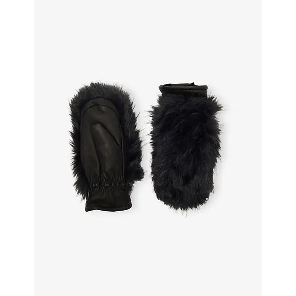 Goldbergh Hill Faux-fur Leather Mittens - 9000 Black