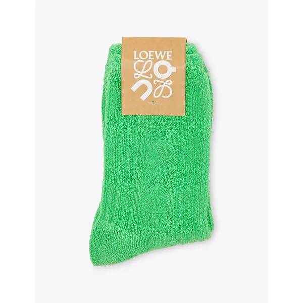 Loewe X On Branded Cotton-blend Socks - Green