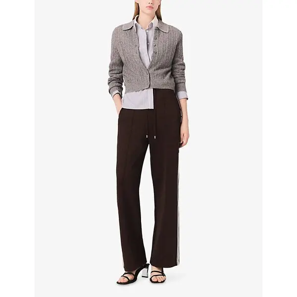 Maje Side-stripe Straight Stretch-jersey Trousers