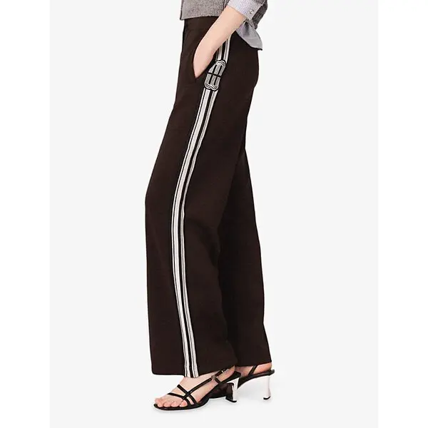 Maje Side-stripe Straight Stretch-jersey Trousers