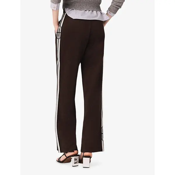 Maje Side-stripe Straight Stretch-jersey Trousers