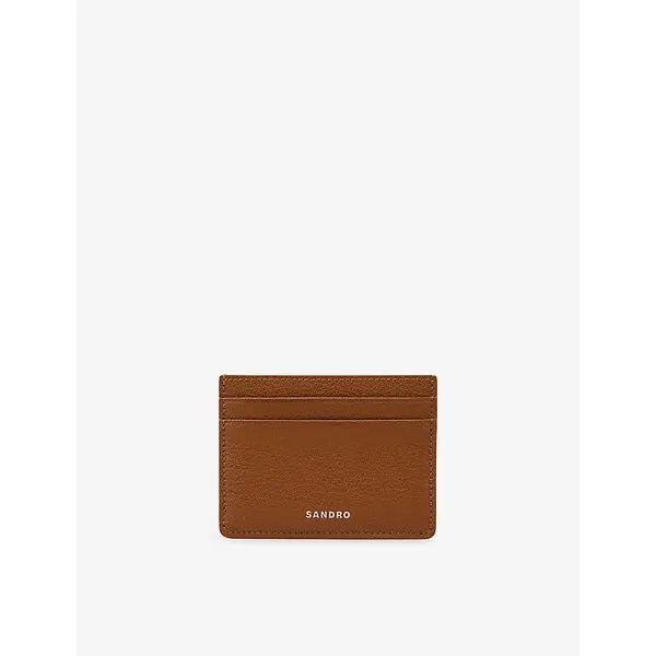 Sandro Logo-embossed Leather Card Holder - Cognac